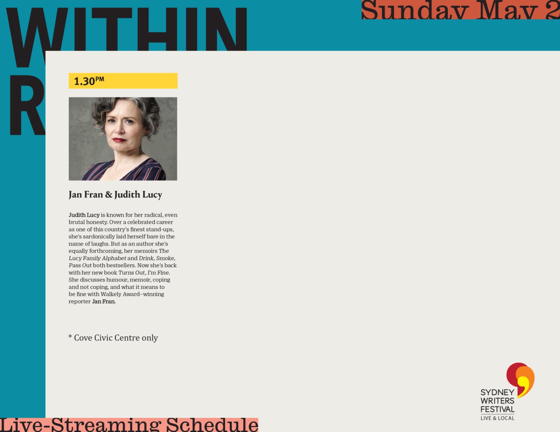 Sydney Writers' Festival to be Live-Streamed to Cove Civic Centre and ...